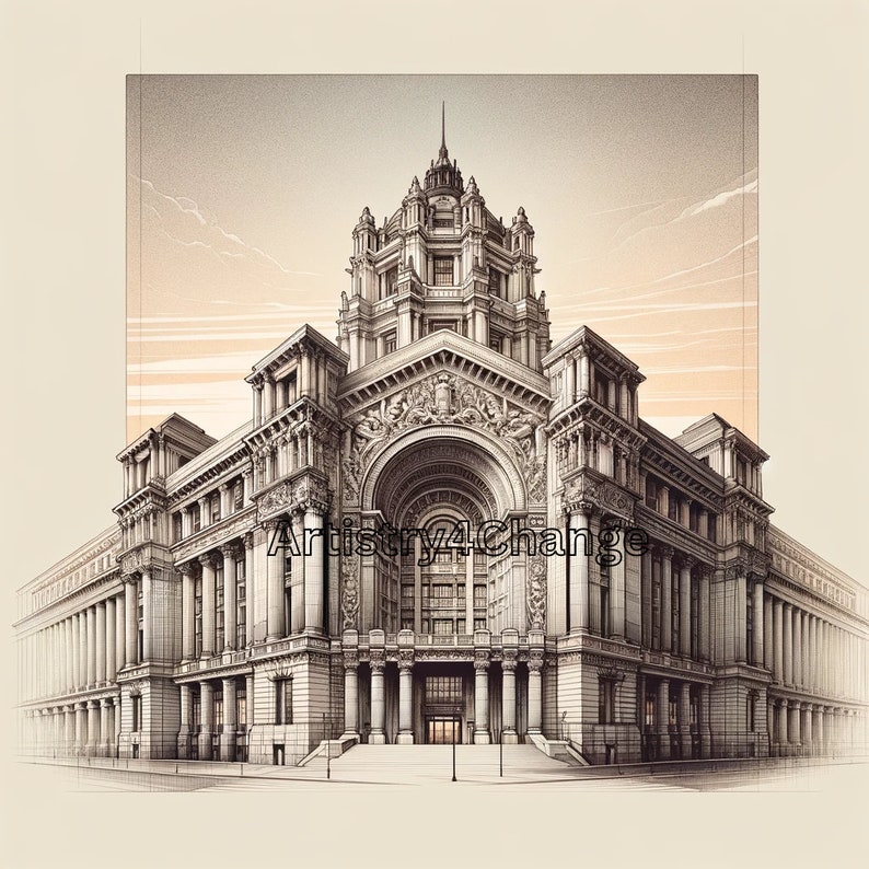 Architectural Artwork, Famous Landmark Print, Modern Classic Design ...