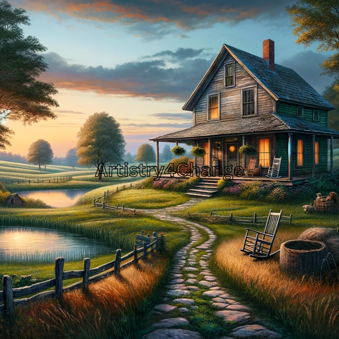 Rustic Countryside, Cozy Farmhouse, Serene Pond, Country Living, Homely ...