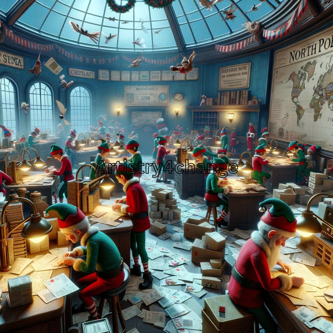 North Pole Post Office, Elves Sorting Mail, Santa's Replies, Children's ...