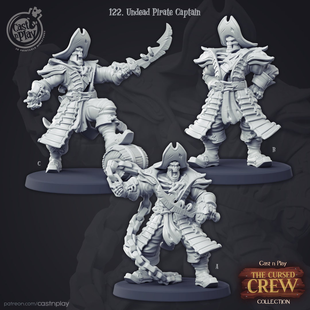 Undead Pirate Captains | Dnd Minifigures | Cursed Crew Set | 3D Resin ...