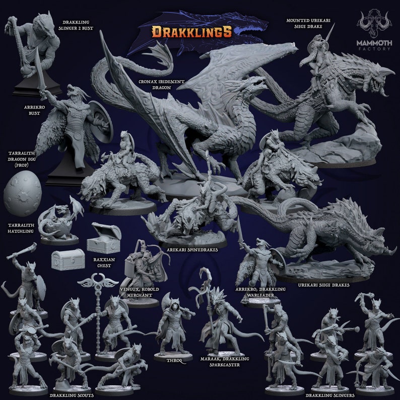 Urekari Siege Drakes Dnd Minifigures Drakkling Set 3D Resin Printed - Etsy