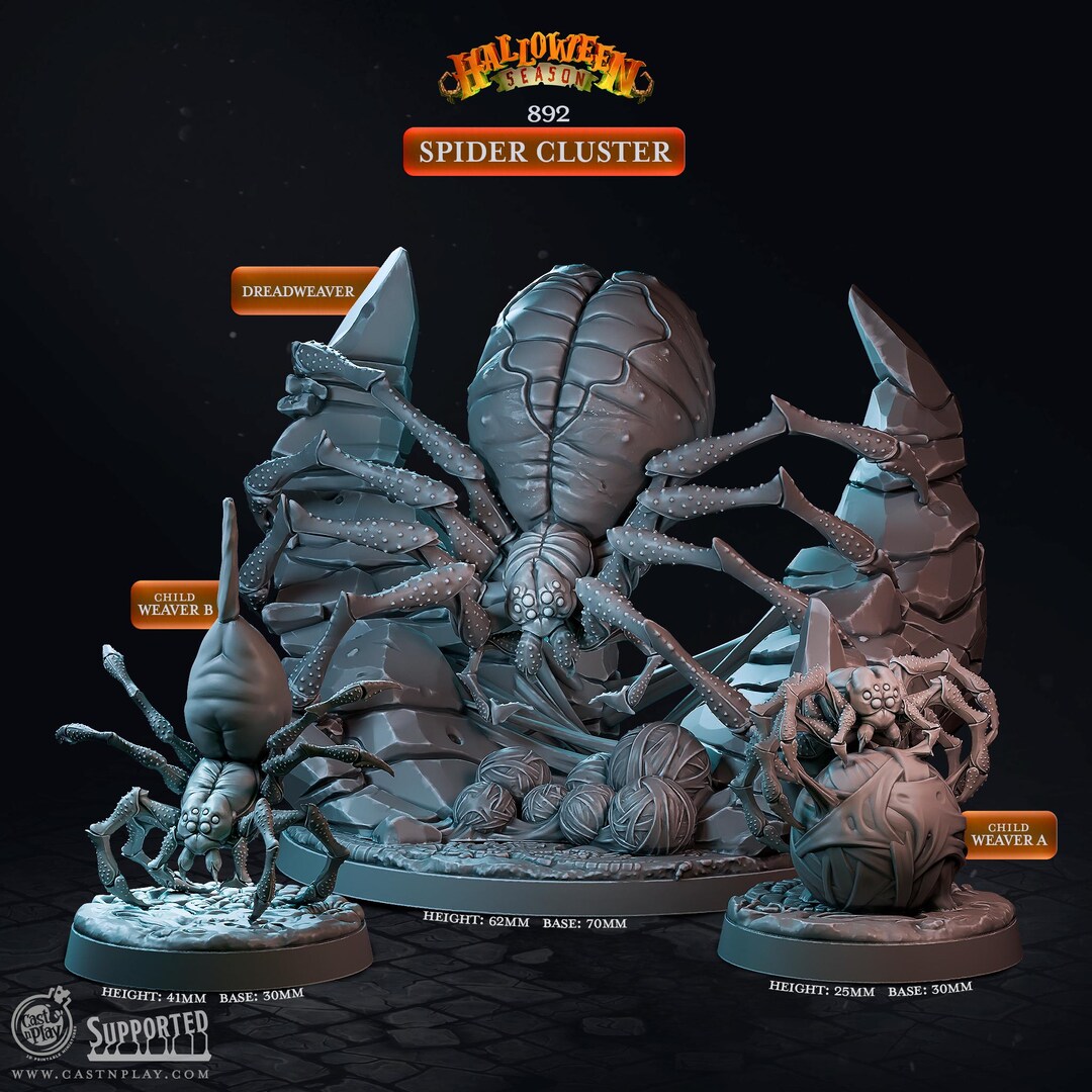 Spider Cluster | Dnd Minifigures | Halloween Season Set | 3D Resin ...