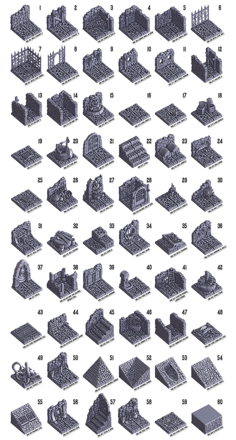 3D Printed Modular Dungeon Terrain Tile Set for Your Tabletop Dungeon ...