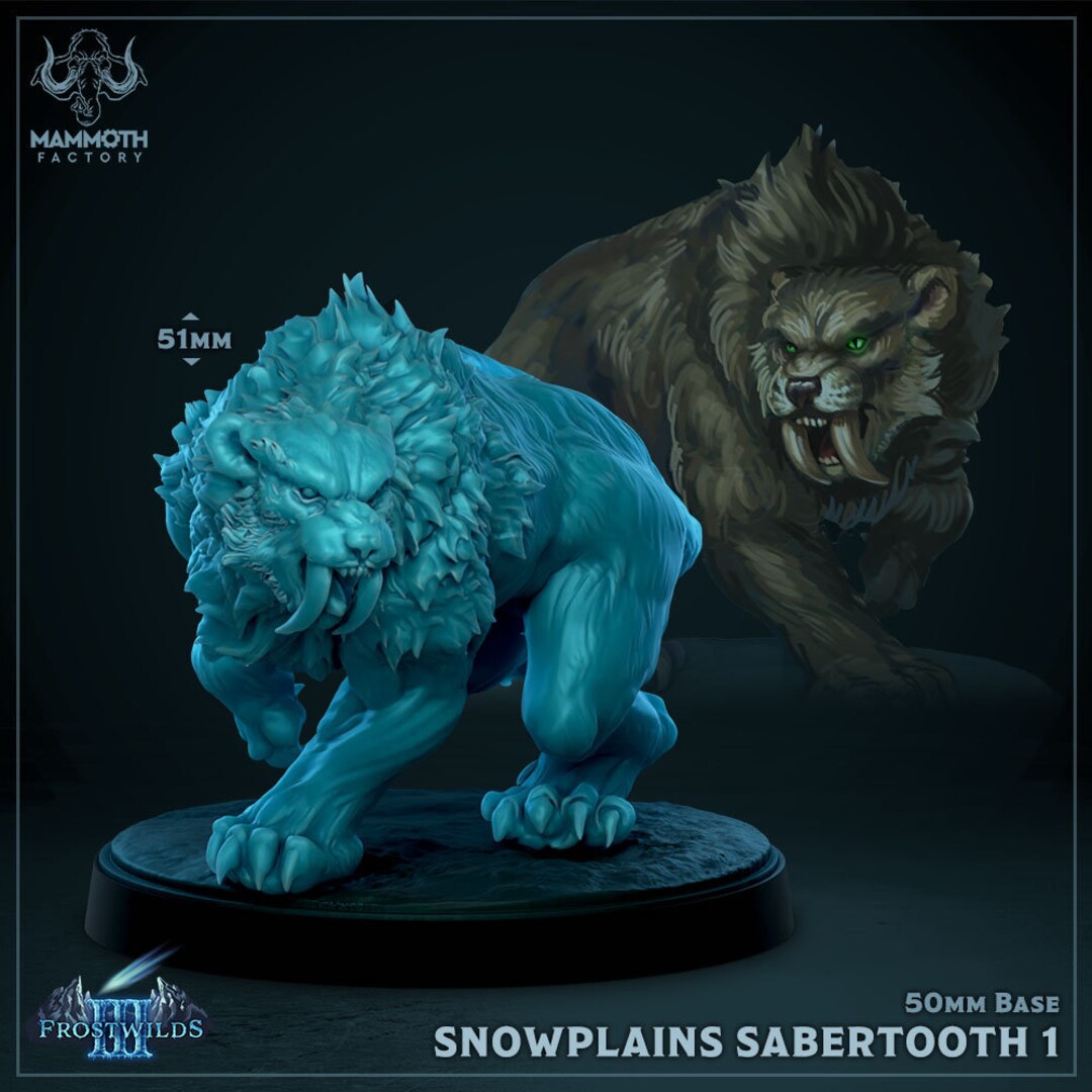 Snowplain Sabertooth | Dnd Minifigures | Frostwilds III Set | 3D Resin ...