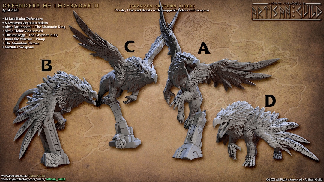 Wild Gryphon | Dnd Minifigures | Defenders of Lok|badar Set | 3D Resin ...