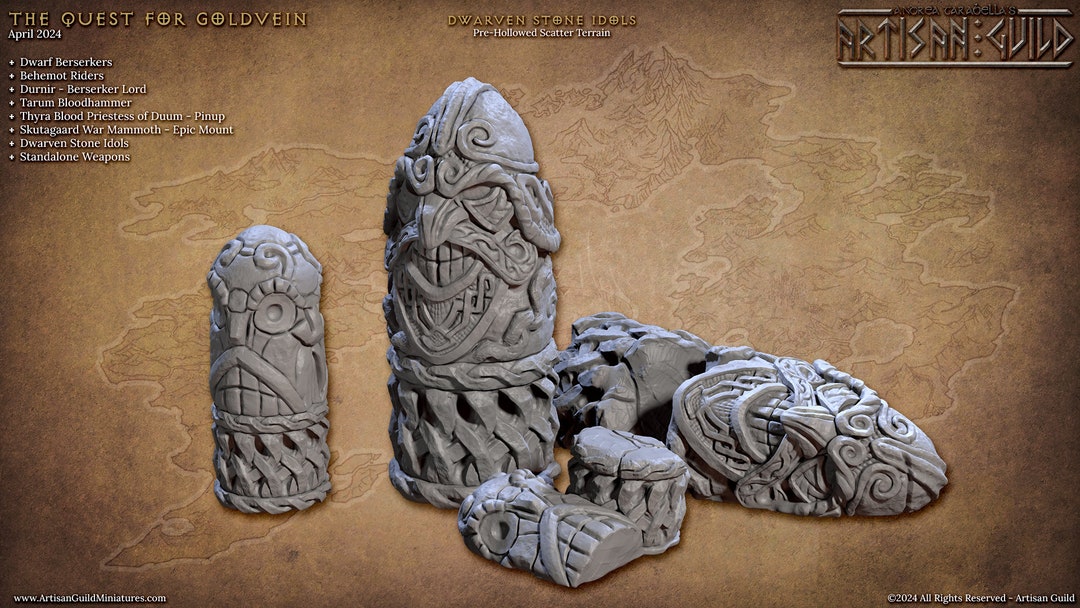 Dwarven Stone Idols | Dnd Terrain Scatter Prop | Quest for Goldvein Set ...