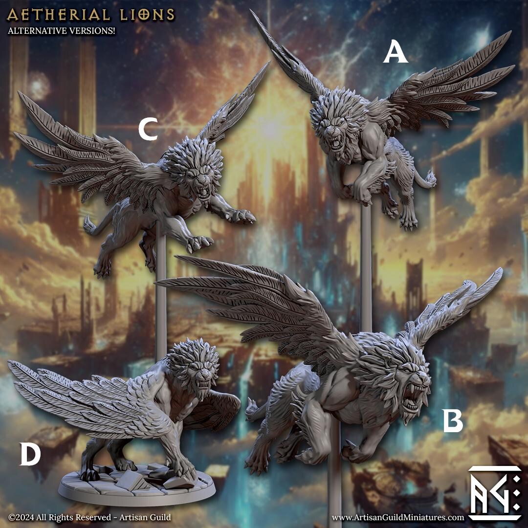 Aetherial Lions | Dnd Minifigures | Wrath of the Malakim Set | 3D Resin ...
