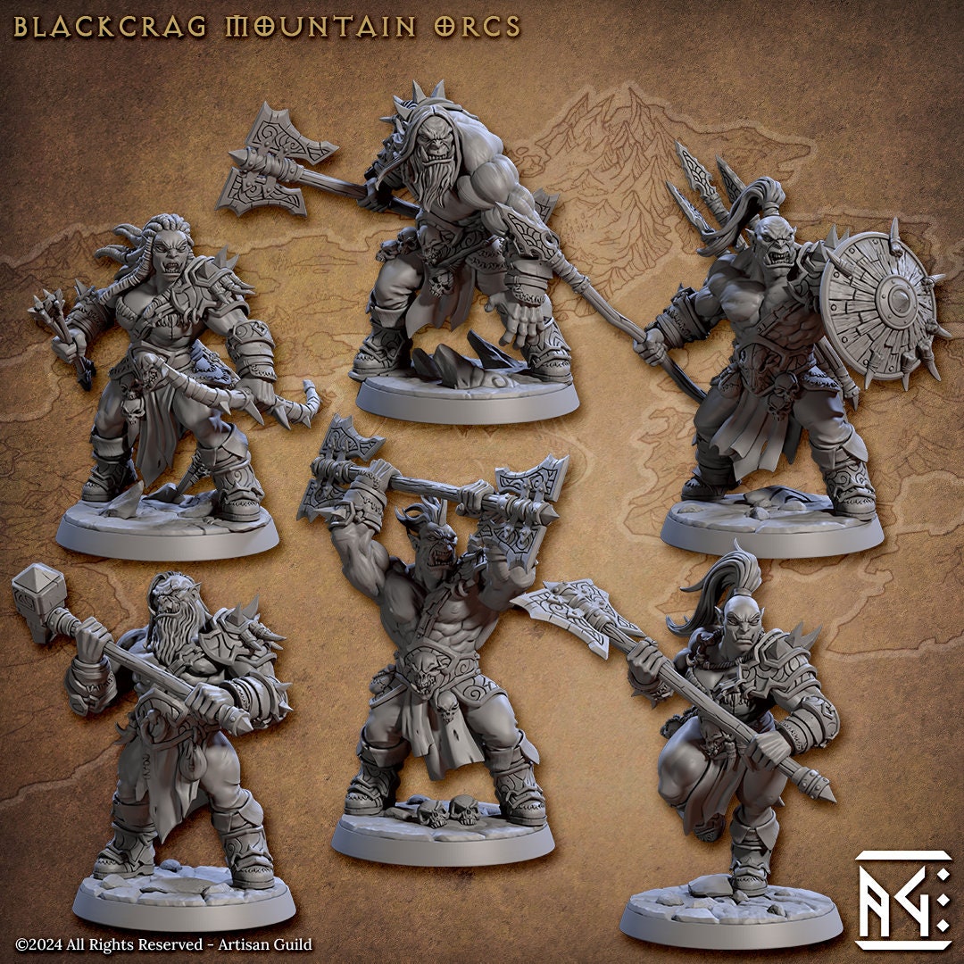 Blackcrag Mountain Orcs | Dnd Minifigures | Blackcrag Orc Set | 3D Resin Printed - Etsy