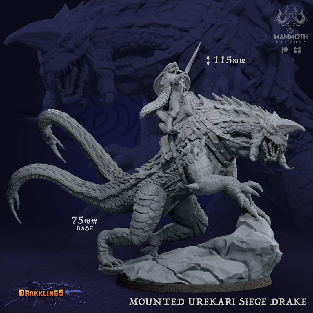 Mounted Urekari Siege Drake | Dnd Minifigures | Drakkling Set | 3D ...