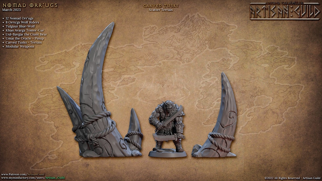 Carved Tusks | Dnd Terrain Scatter Prop | Nomad Orr'ugs Set | 3D Resin ...