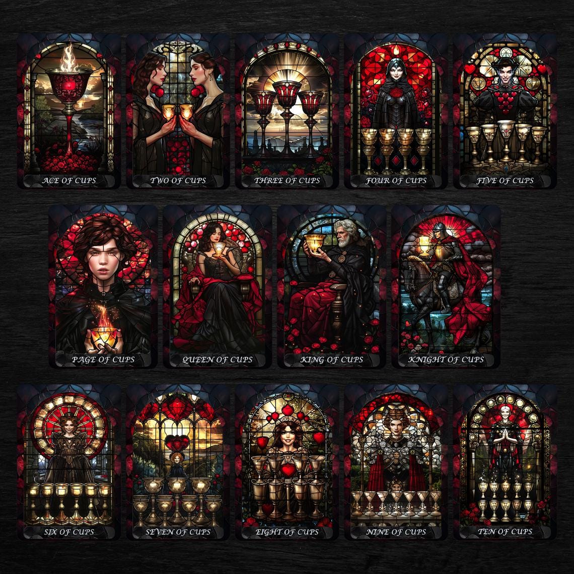 Crimson Watercolor Tarot Deck: Major & Minor Arcana (PNG, PDF Digital Download) - Etsy