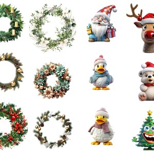 Christmas Clipart Image Bundle | Santa, Wreath, Tree, Snowman ...