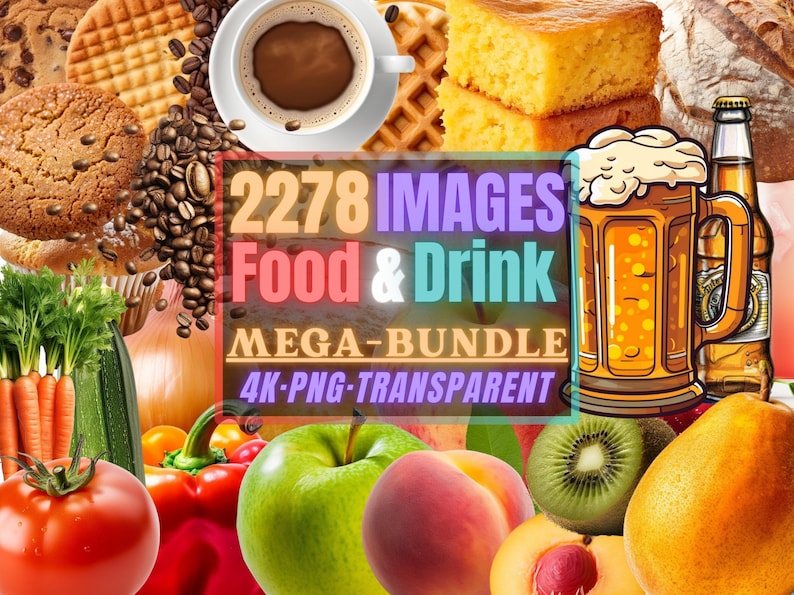 2000 Food and Drink Clipart and Watercolor Art Bundle Culinary Graphics ...