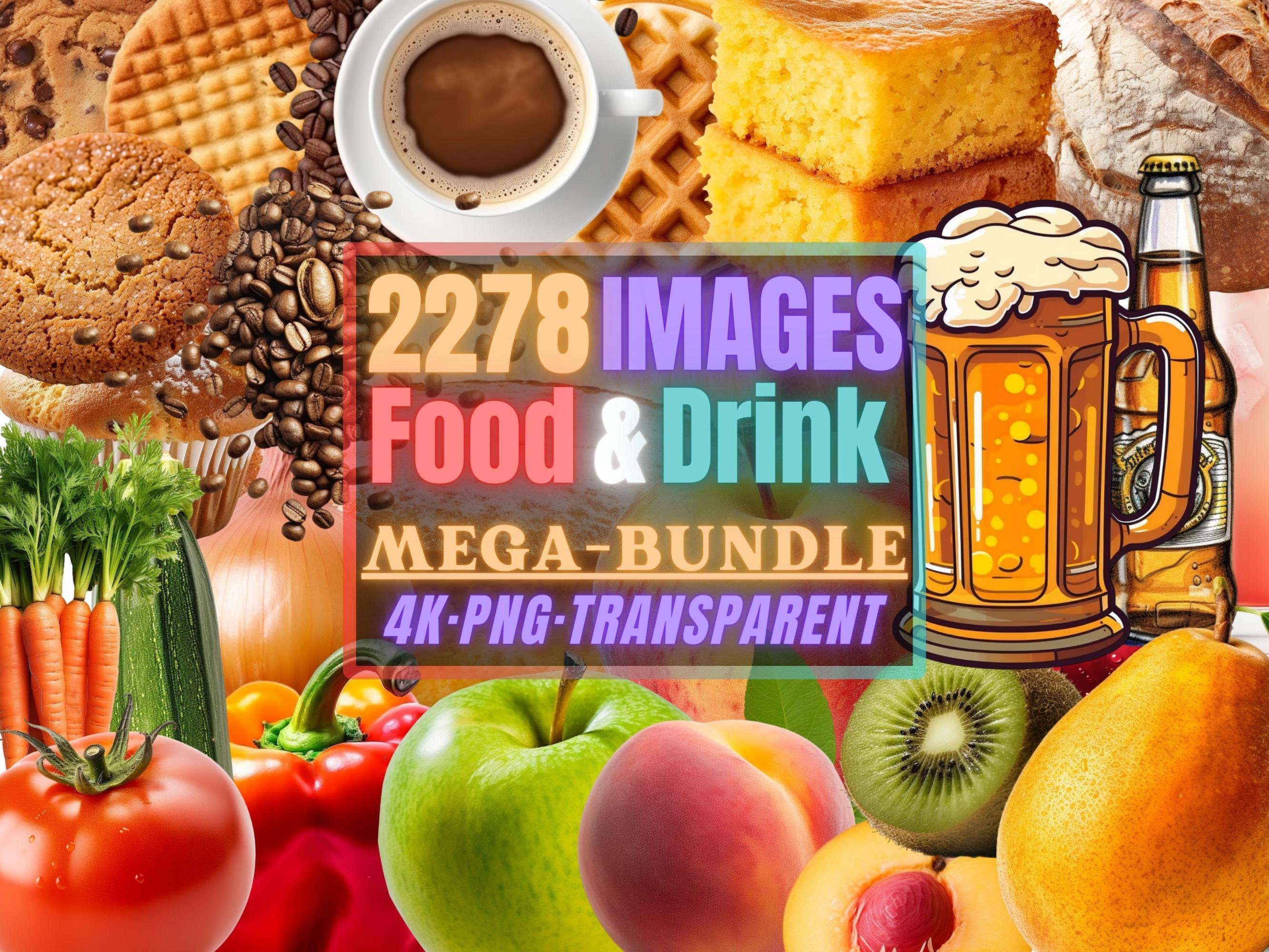 2000 Food and Drink Clipart and Watercolor Art Bundle Culinary Graphics ...