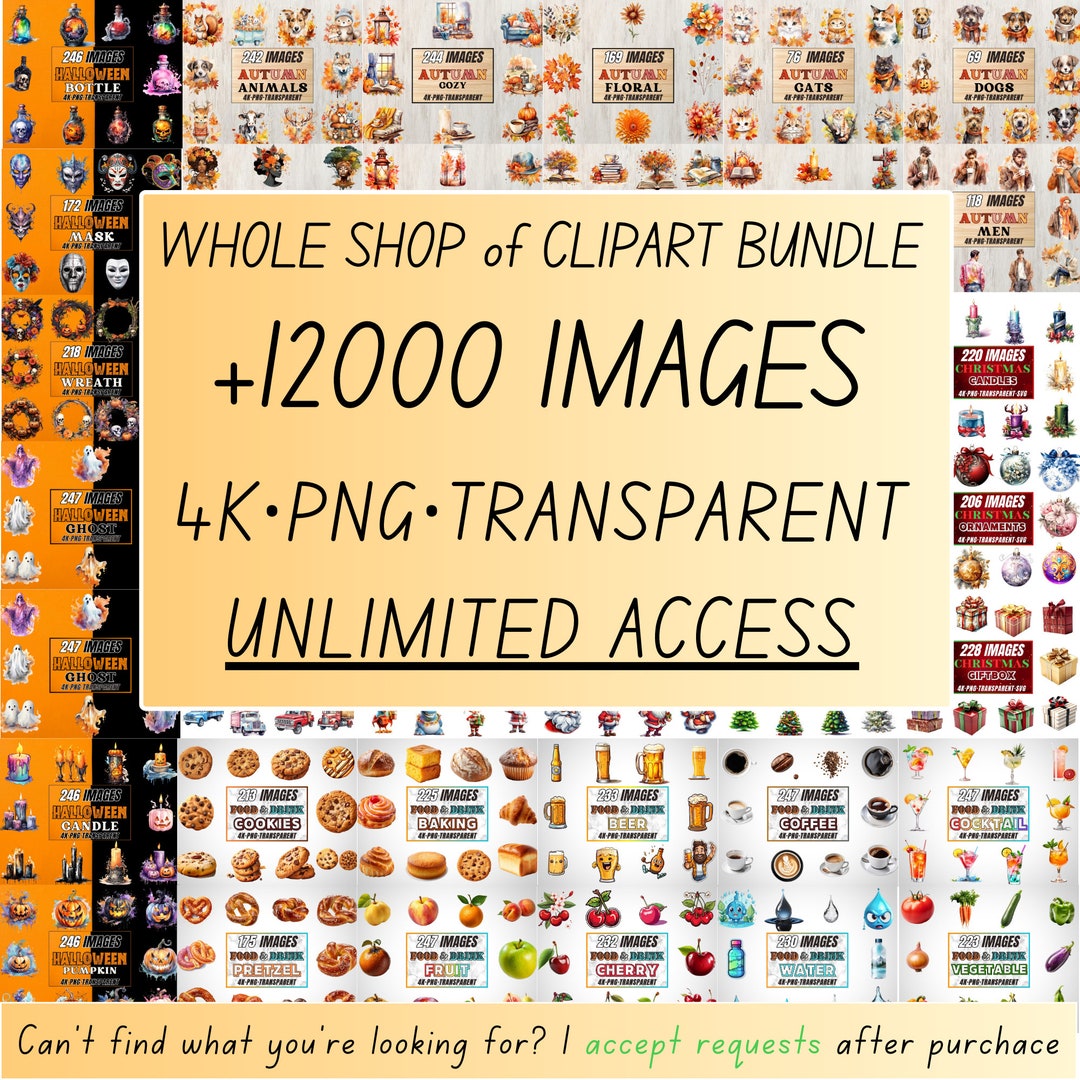 WHOLE SHOP Clipart Bundle Lifetime Shop Access, Clipart Bundle Entire ...