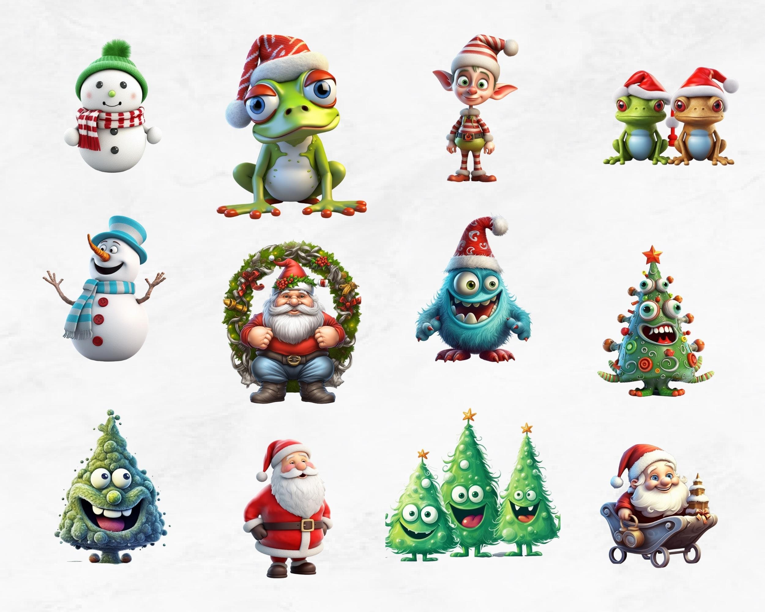 178 Christmas Funny Clipart and Watercolor Art Festive Graphics Bundle ...