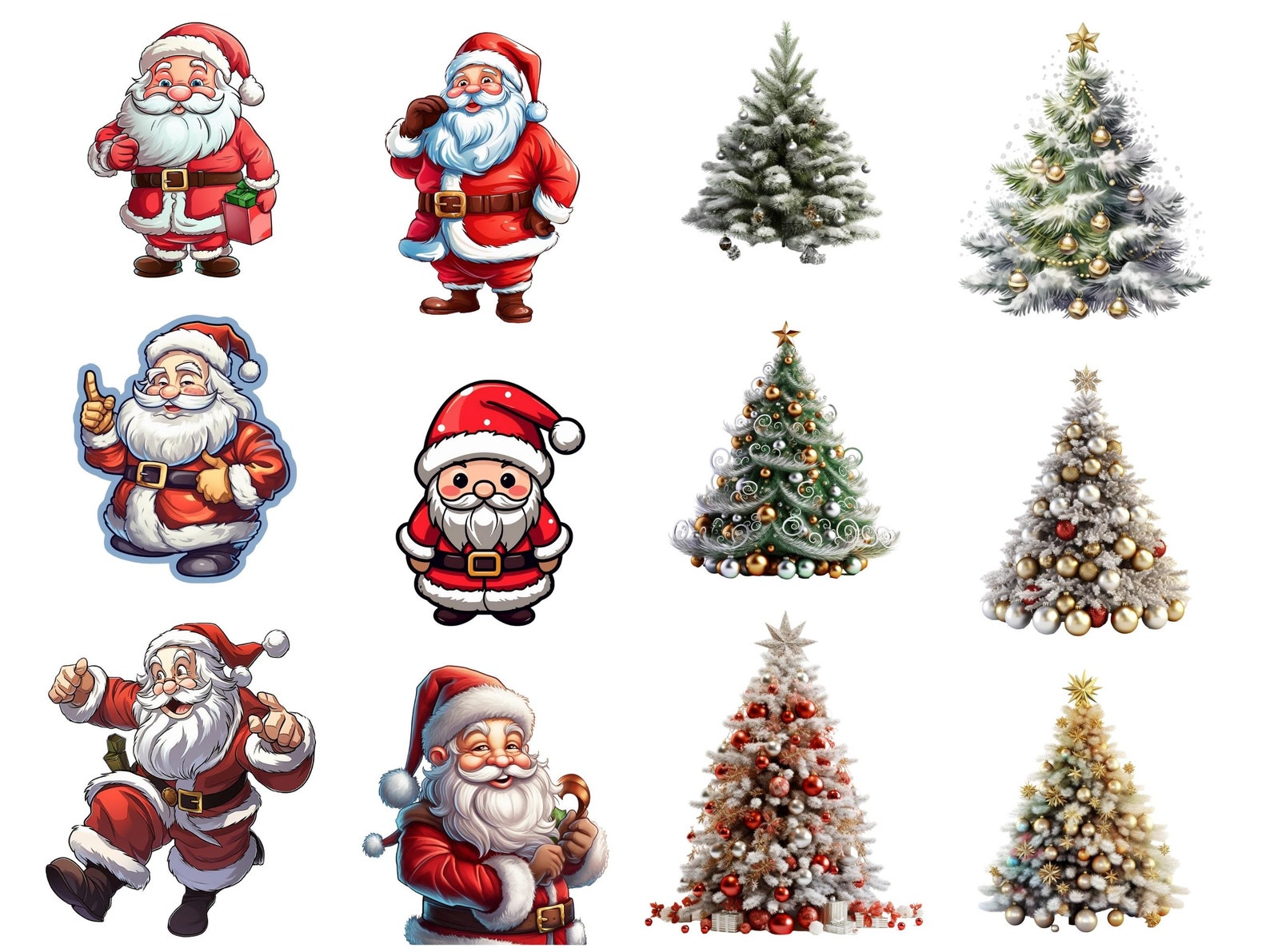 Christmas Clipart Image Bundle | Santa, Wreath, Tree, Snowman ...