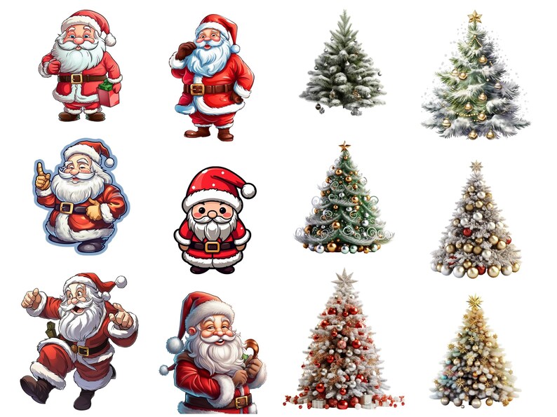 Christmas Clipart Image Bundle | Santa, Wreath, Tree, Snowman ...