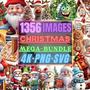 Christmas Clipart Image Bundle | Santa, Wreath, Tree, Snowman ...