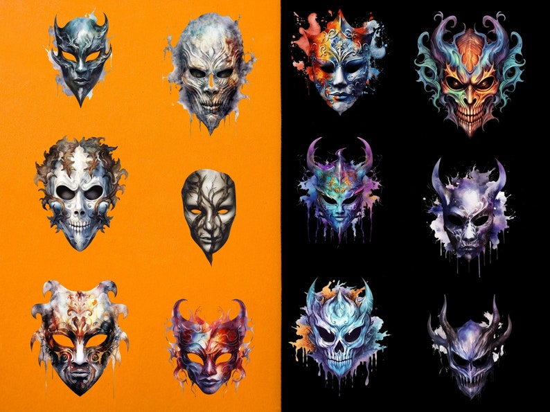 172 Halloween Mask Clipart Mask PNG Graphics for Eerie Masks - Etsy