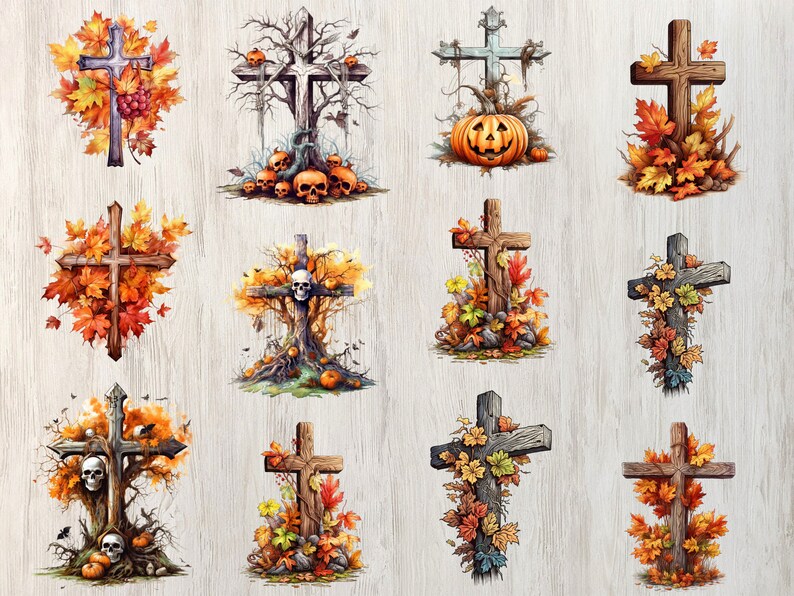 206 Autumn Religion Clipart: Christian Watercolor Digital PNG Art ...