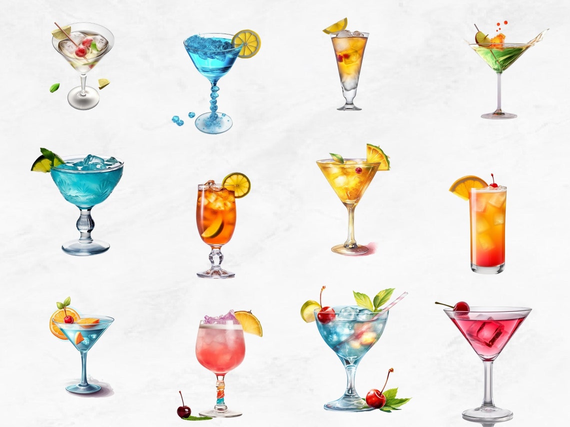 247 Cocktail Clipart and Watercolor Images Bundle Drink - Etsy