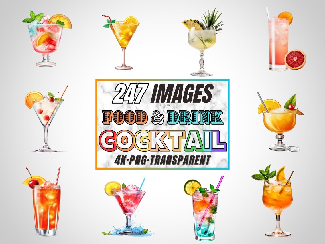 247 Cocktail Clipart and Watercolor Images Bundle Drink - Etsy