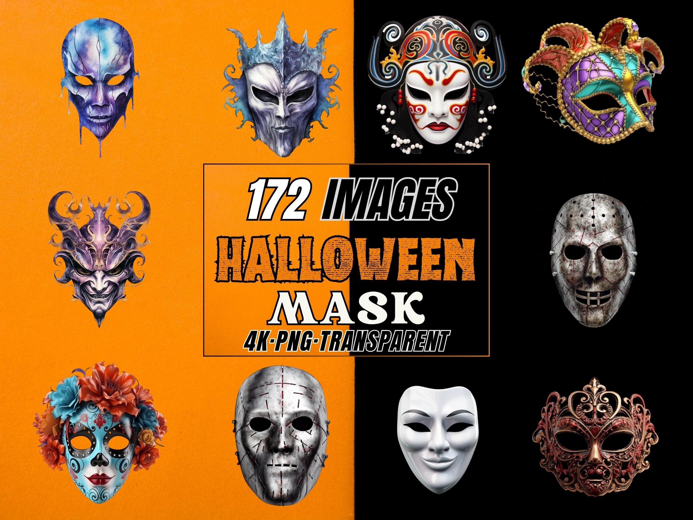 172 Halloween Mask Clipart Mask PNG Graphics for Eerie Masks - Etsy
