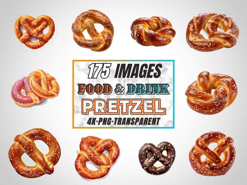 175 Pretzel Clipart and Watercolor Snacks Bundle Cozy Art Graphics ...