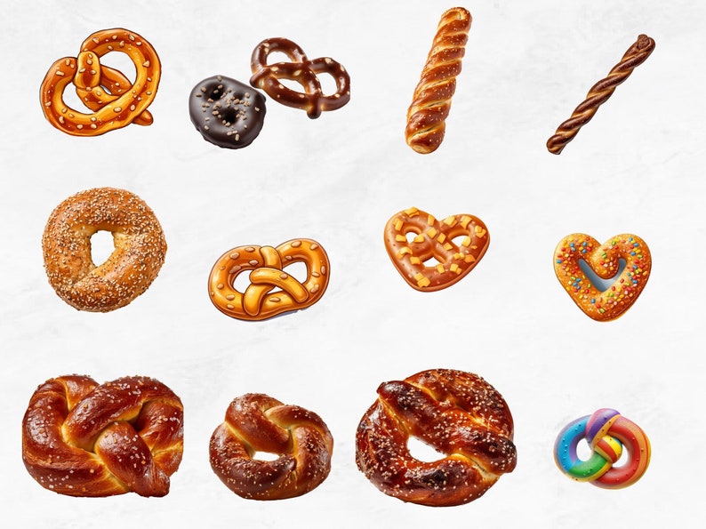 175 Pretzel Clipart and Watercolor Snacks Bundle Cozy Art Graphics ...