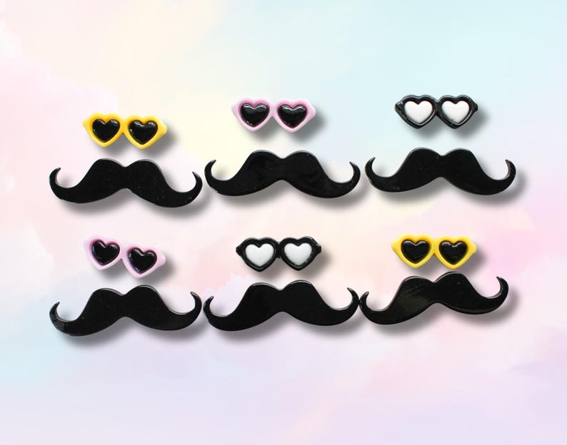 Set of 12 Sunglasses and Mustache Fridge Magnets | Dopamine ...