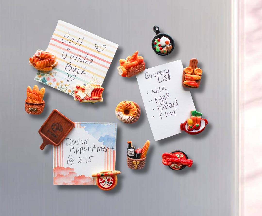 Miniature Food Magnets Set of 12, Cute Resin Pizza Lobster Bread Hotdog ...