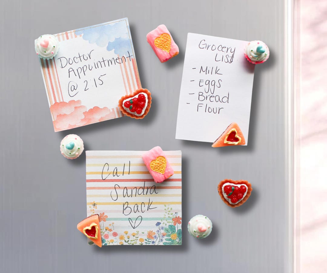Set of 10 Heart Shaped Cakes Fridge Magnets | Cupcake Refrigerator ...