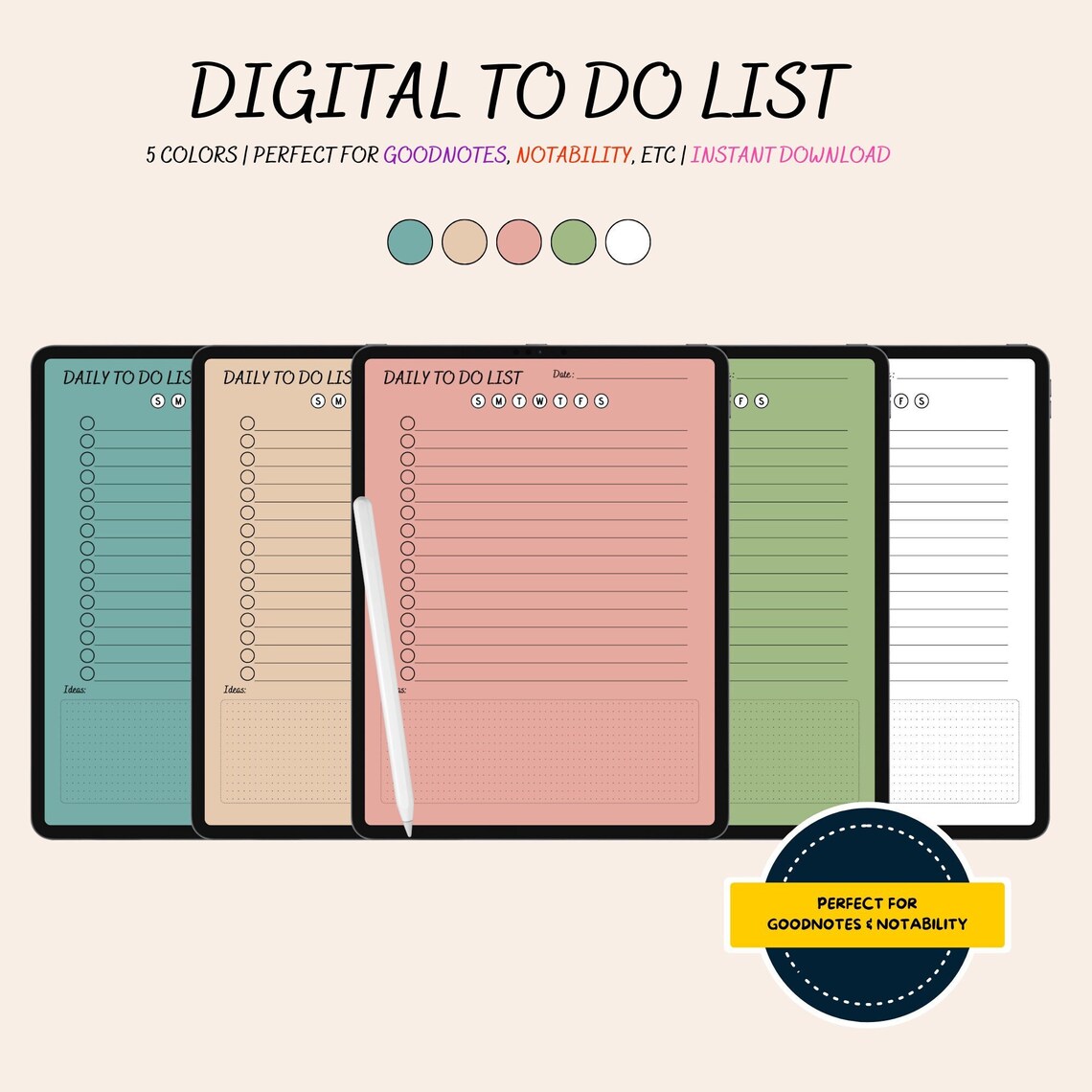 Cute Digital to Do List Goodnotes Template, Undated to Do List Template ...