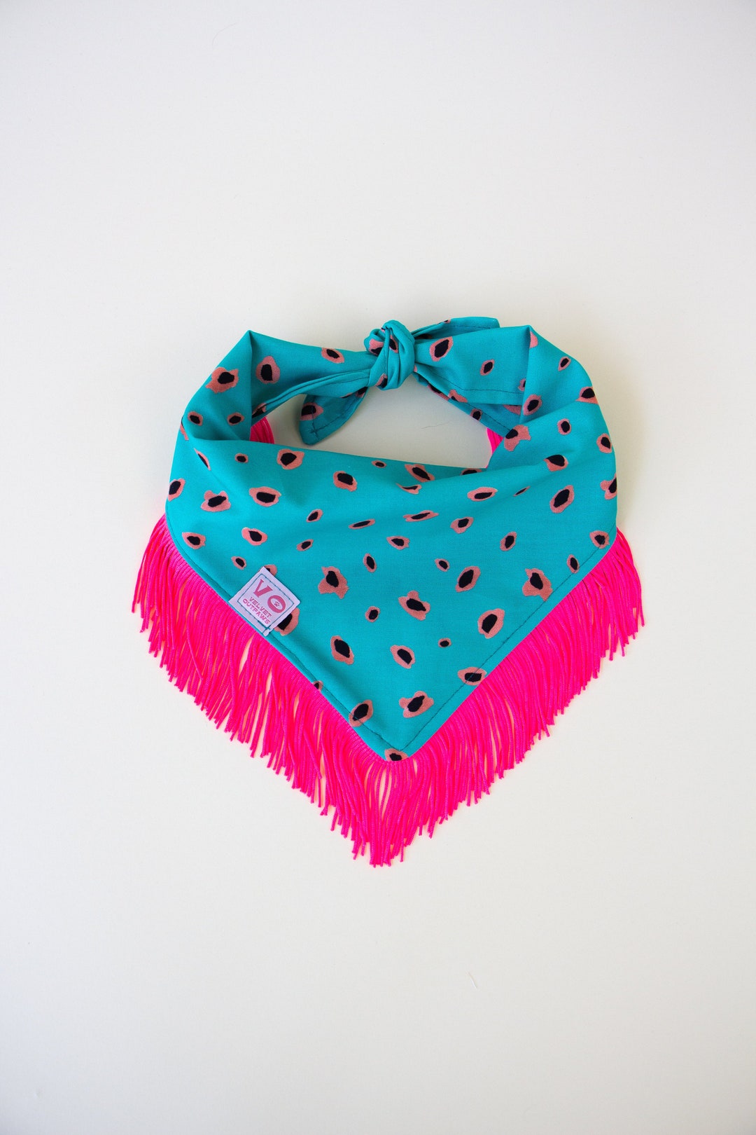 Teal lisa Frank Animal Print With Hot Pink Fringe Dog Bandana - Etsy