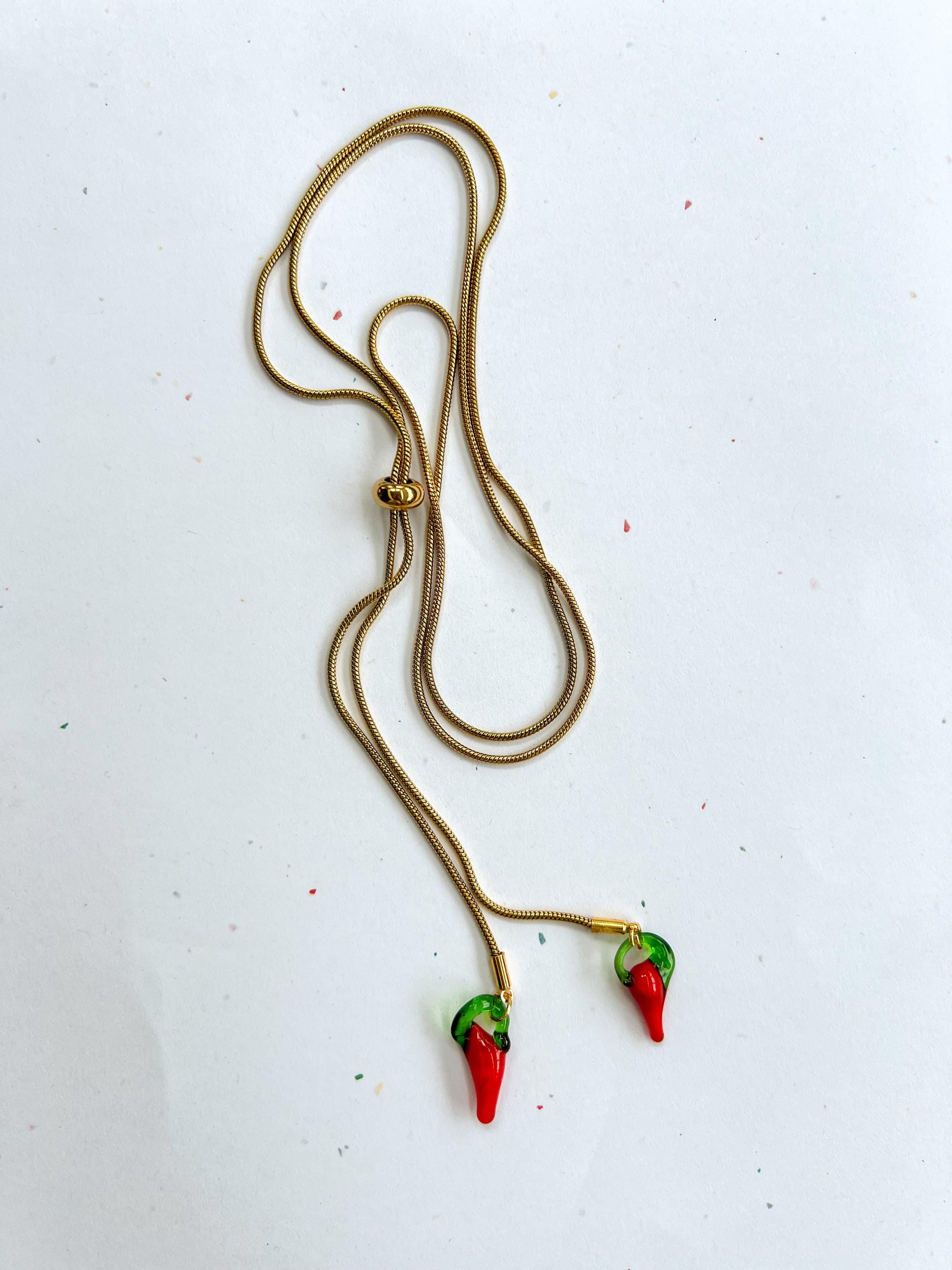 Chili Pepper Gold Lariat Style Bolo Tie Necklace - Etsy