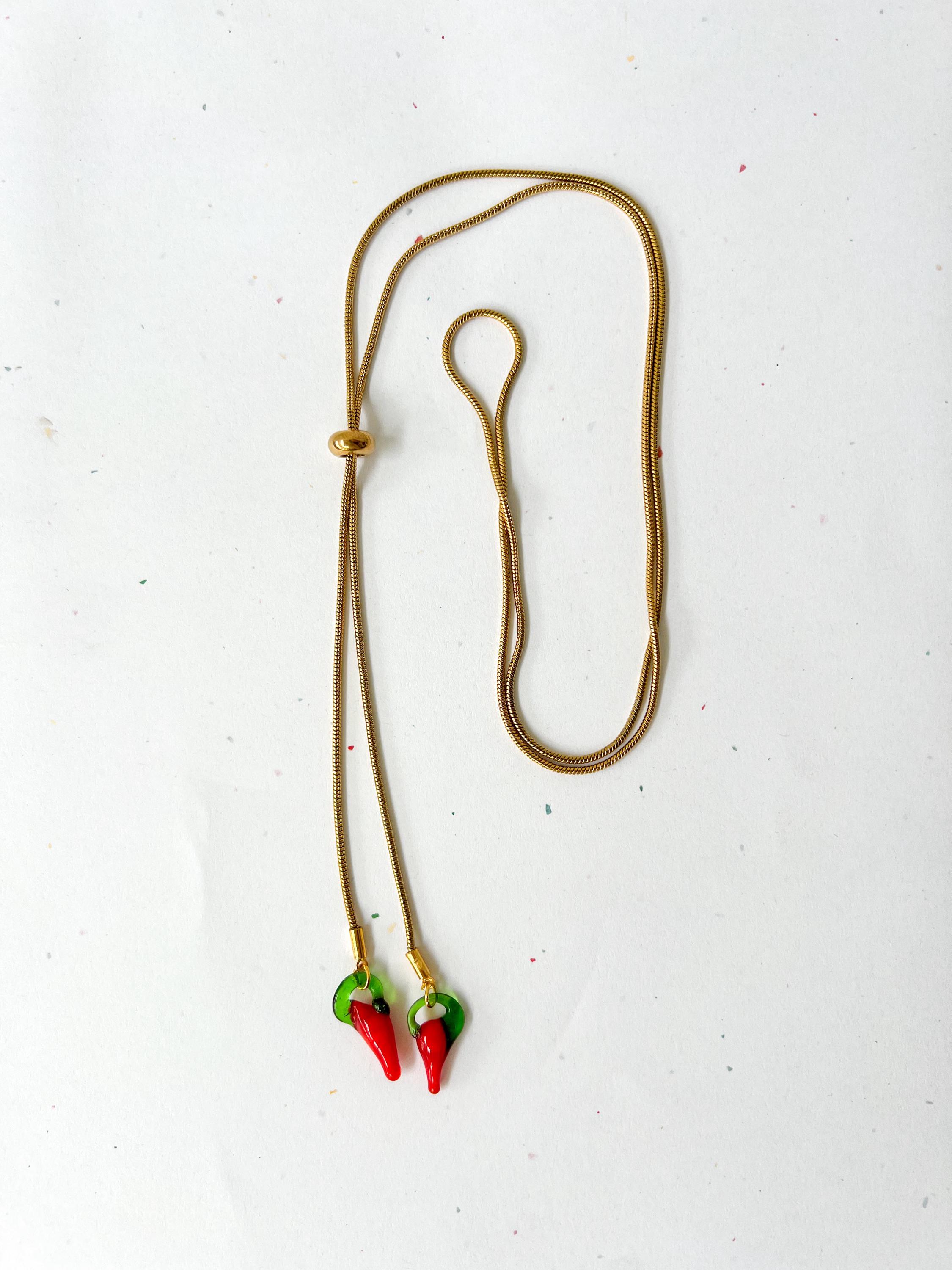 Chili Pepper Gold Lariat Style Bolo Tie Necklace - Etsy