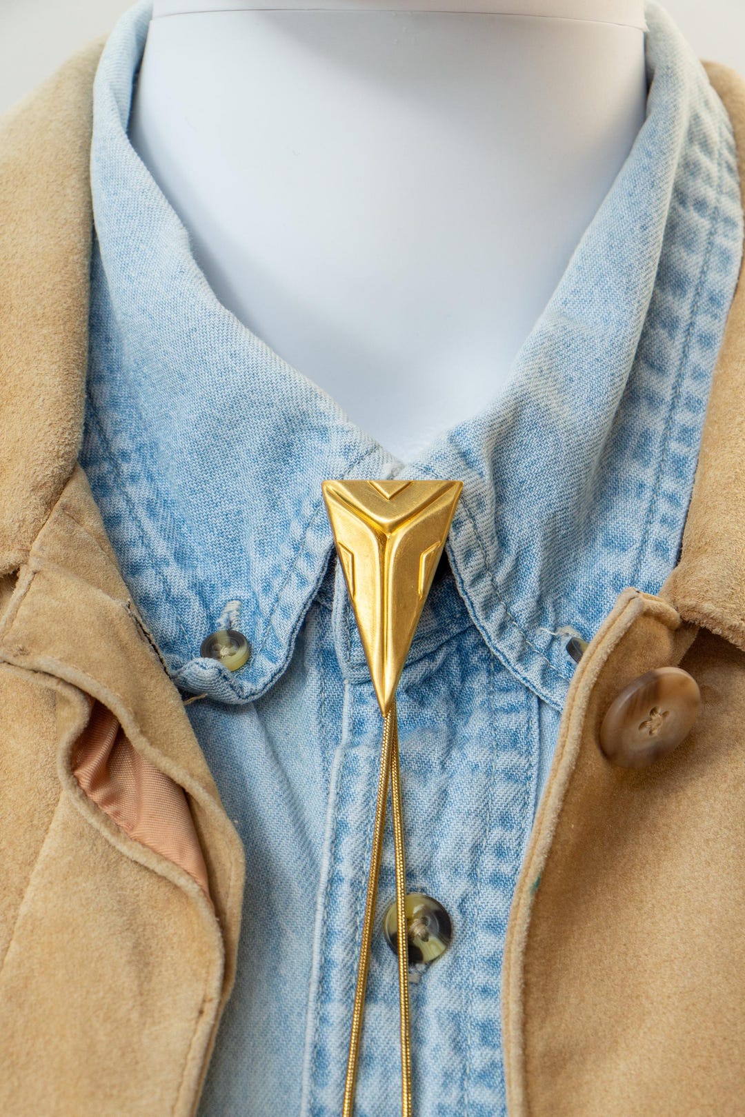 Geometric Vintage Brass Triangle Bolo Tie - Etsy
