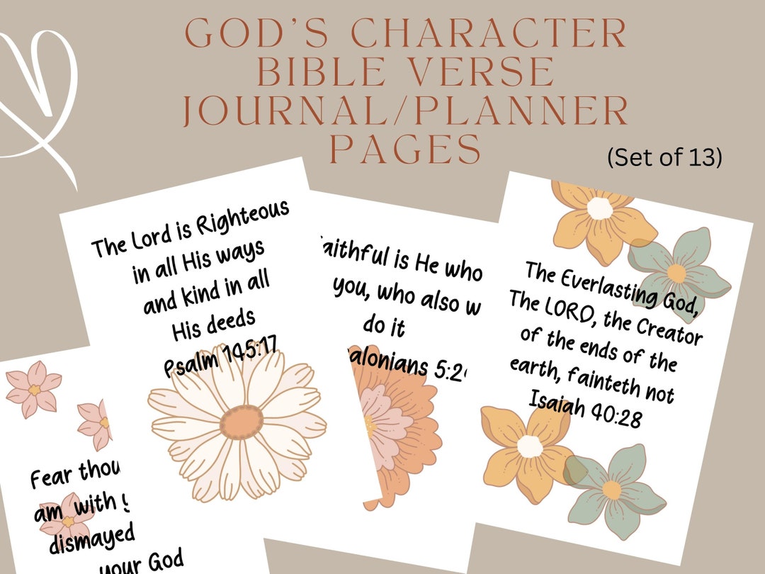 Planner Dashboard God's Character Bible Verse Pages set of 13 Printable ...