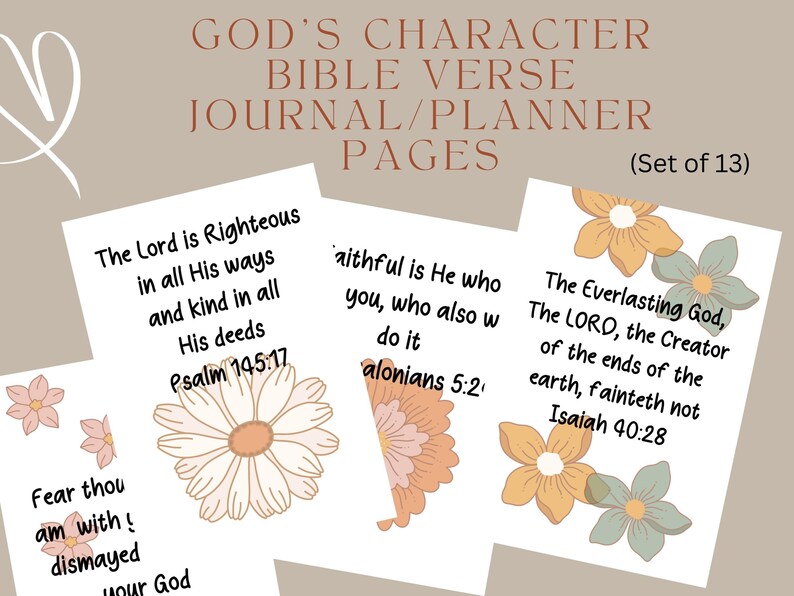 Planner Dashboard God's Character Bible Verse Pages set of 13 Printable ...