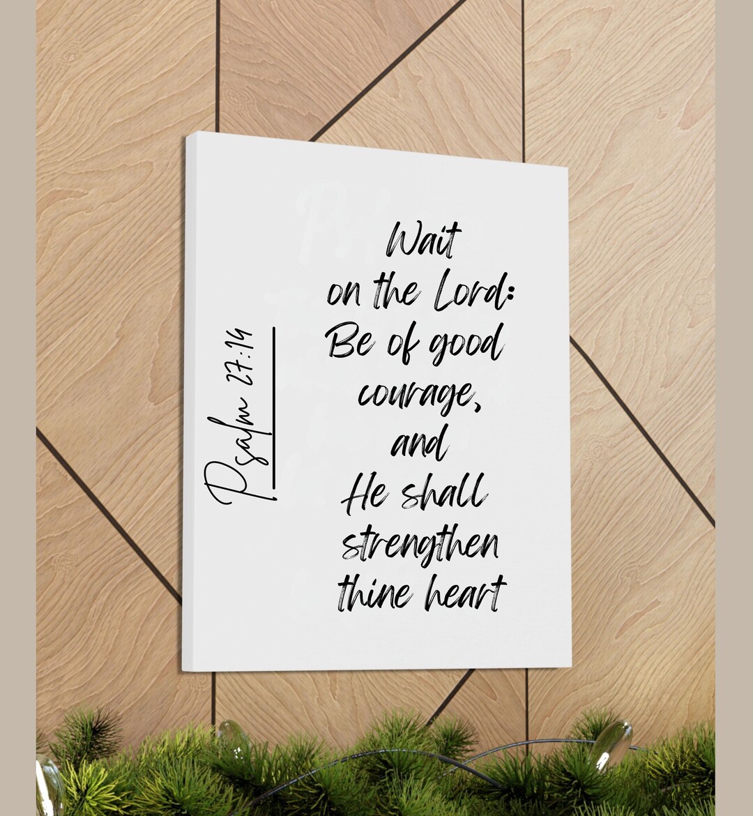 Psalm 27 Verse Wall Art, Psalm 27:14, Canvas Wall Art, Home Decor Sign ...