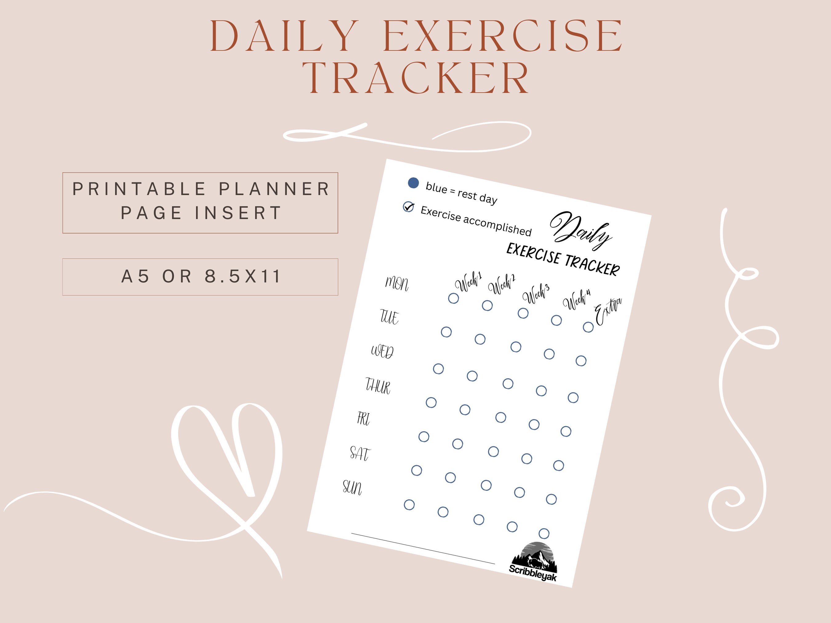Exercise Tracker Printable A5 Journal Page Fitness Tracker Habit ...