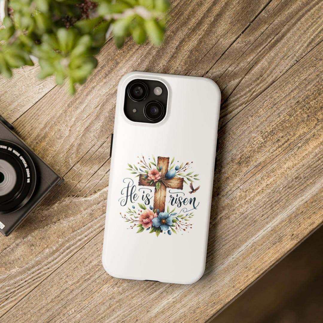 He is Risen Christian iPhone Case, Watercolor Flowers Cross Galaxy ...