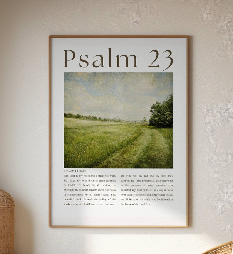 Vintage Psalm 23 Wall Art, Christian Digital Art, the Lord is My ...