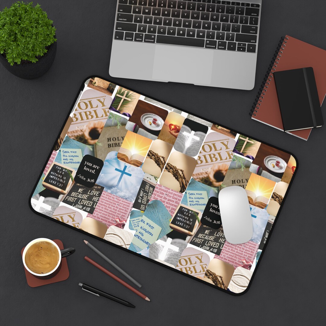 Christian Collage Desk Mat: Religious Office Decor - Etsy
