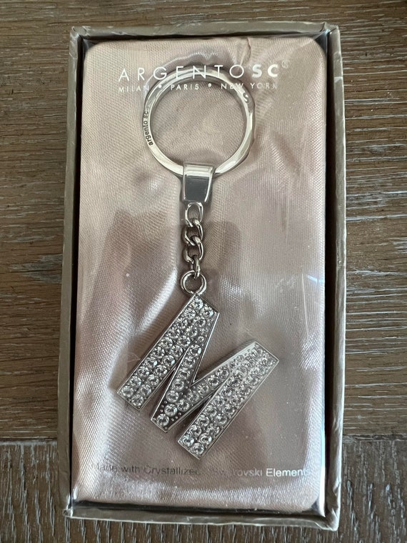Letter M Keychain with Crystals Milan Paris New York … - Gem