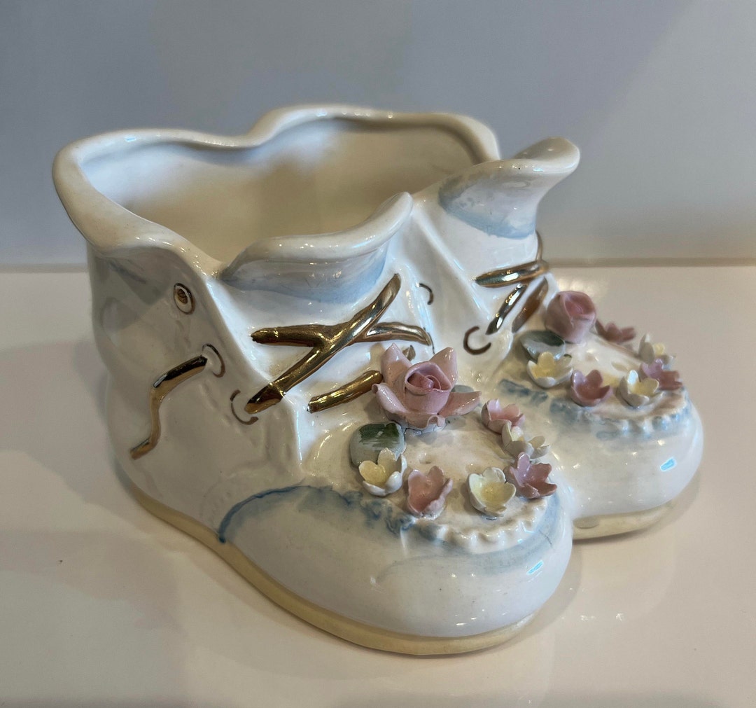 Vintage Baby Booties Planter Vase Porcelain C. 1950's by Lefton Reg. U ...
