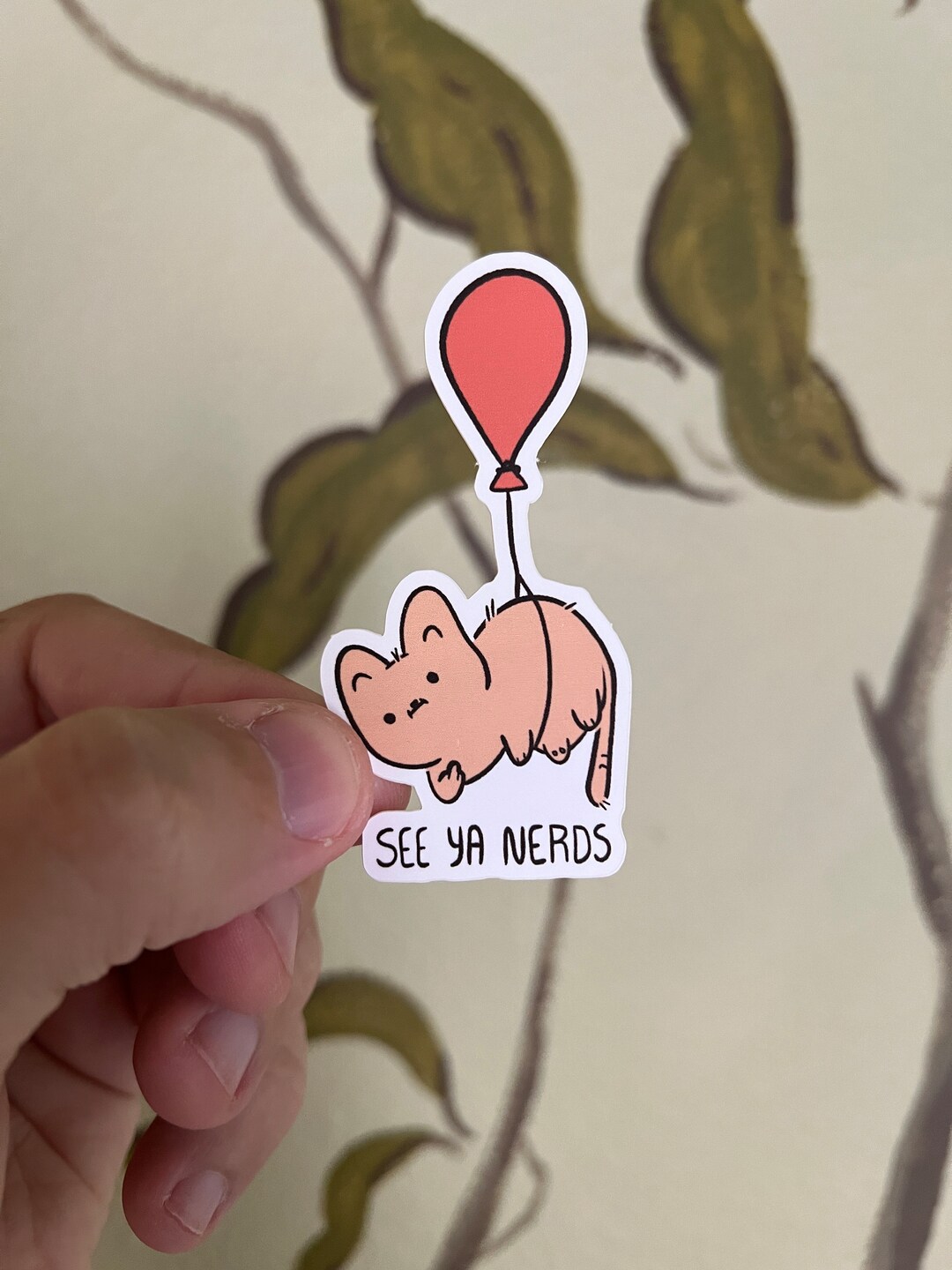 See Ya Nerds Cat on a Balloon Sticker - Etsy