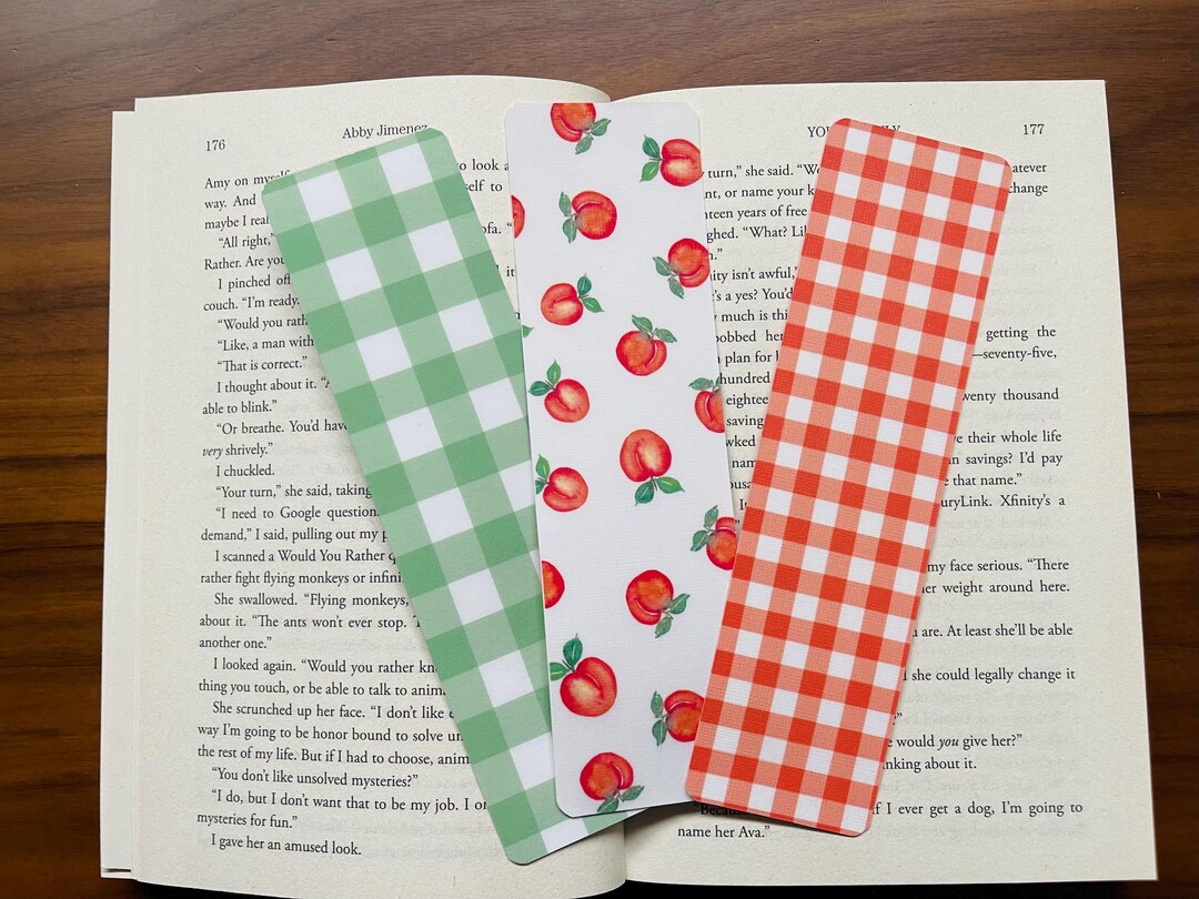 Peaches and Cream Picnic Bookmark Set Peaches and Plaid Orange and ...