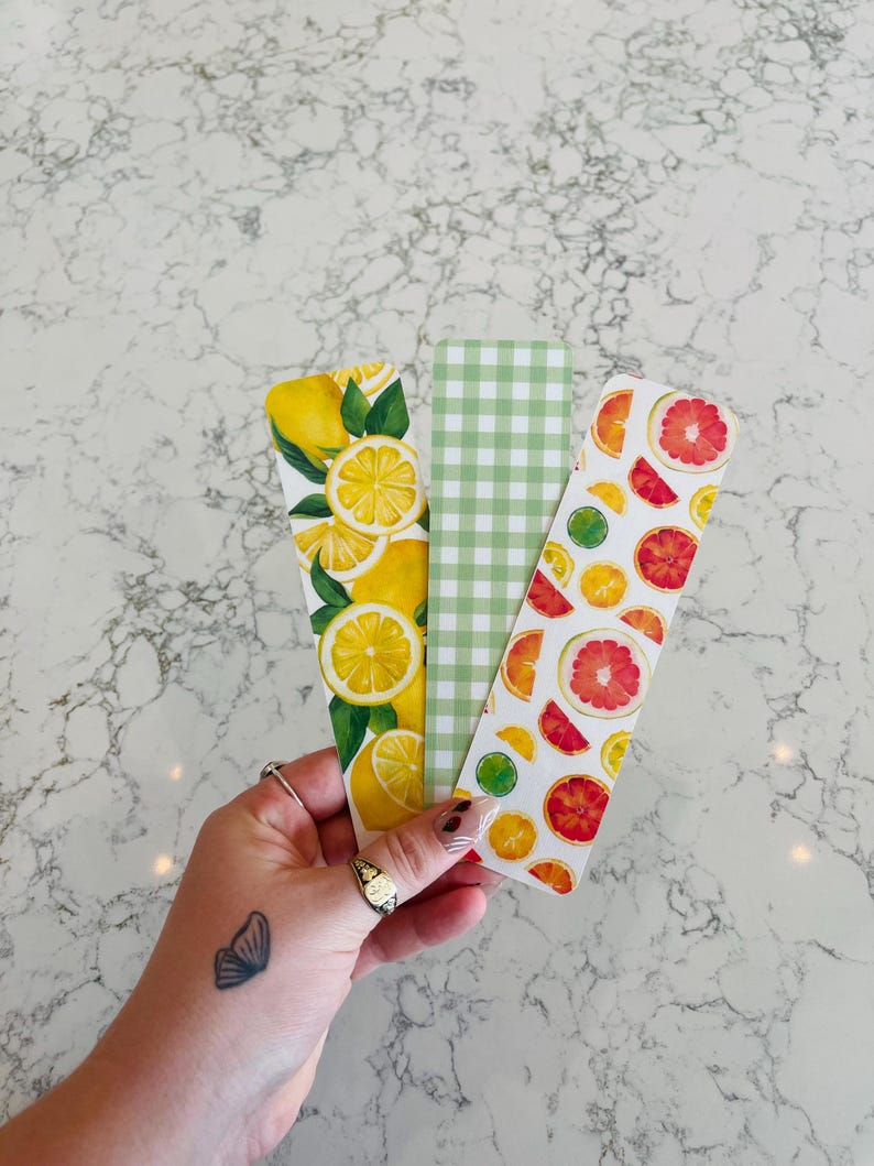 Citrus Grove Bookmark Set Aesthetic Bookish Gift Green Gingham, Lemons ...